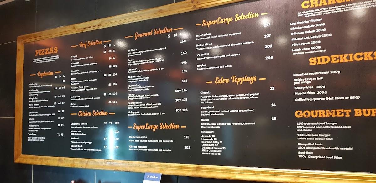 Speisekarte von Bin Rashied Woodstock pizza, Kapstadt