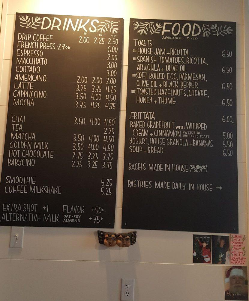 Menu at Cafe Blue, Bellingham