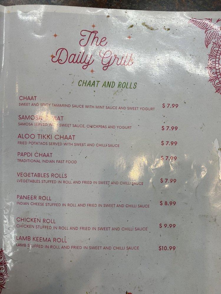 Menu at DAILY GRILL INDIAN RESTAURANT, Napoleon