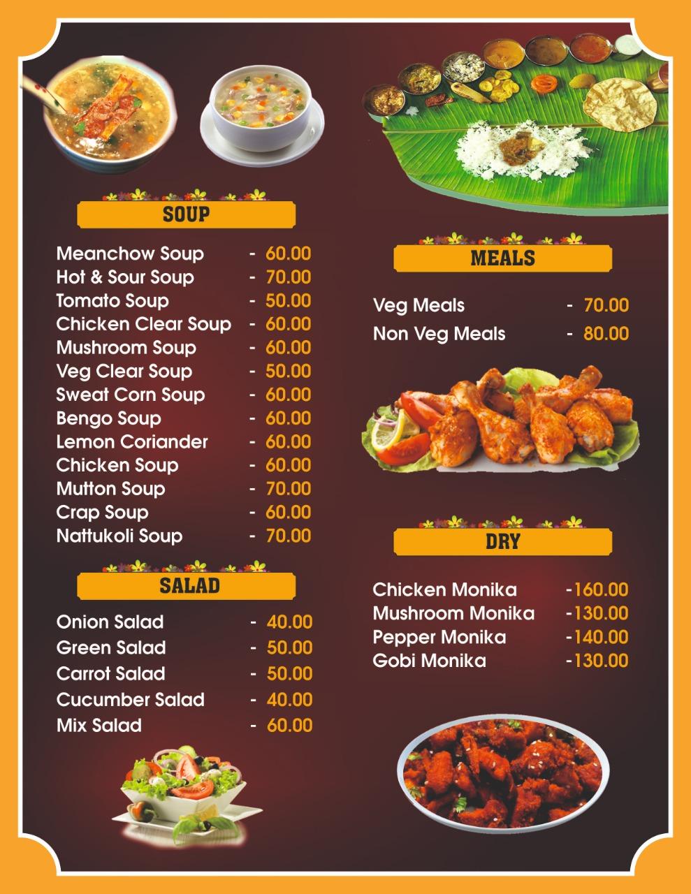 Menu at Kanchana Restaurant, Coimbatore