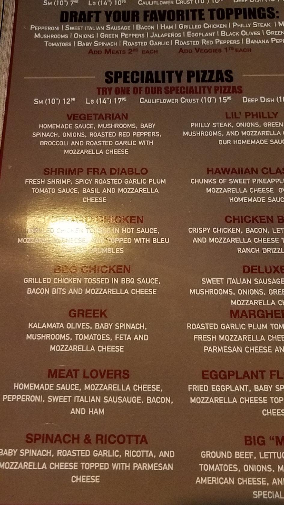 Menu at Overtime Pizzeria & Sports Pub, Cape Coral