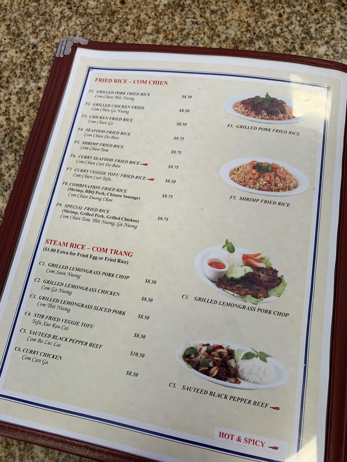Menu at Pho Crystal restaurant, Fairview