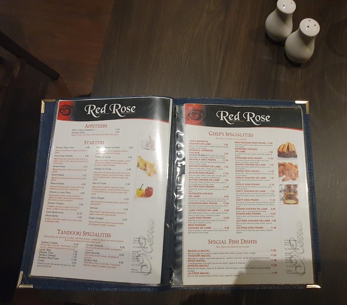 Menu at Red Rose restaurant, Oswestry