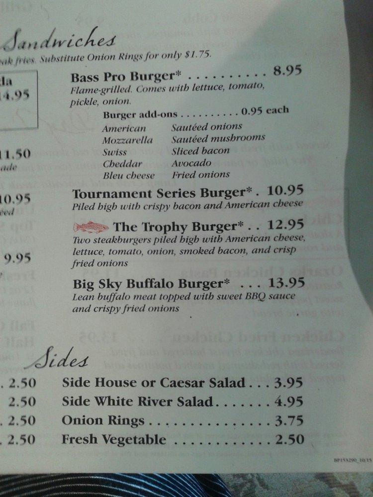 Menu at White River Fish House restaurant, Branson
