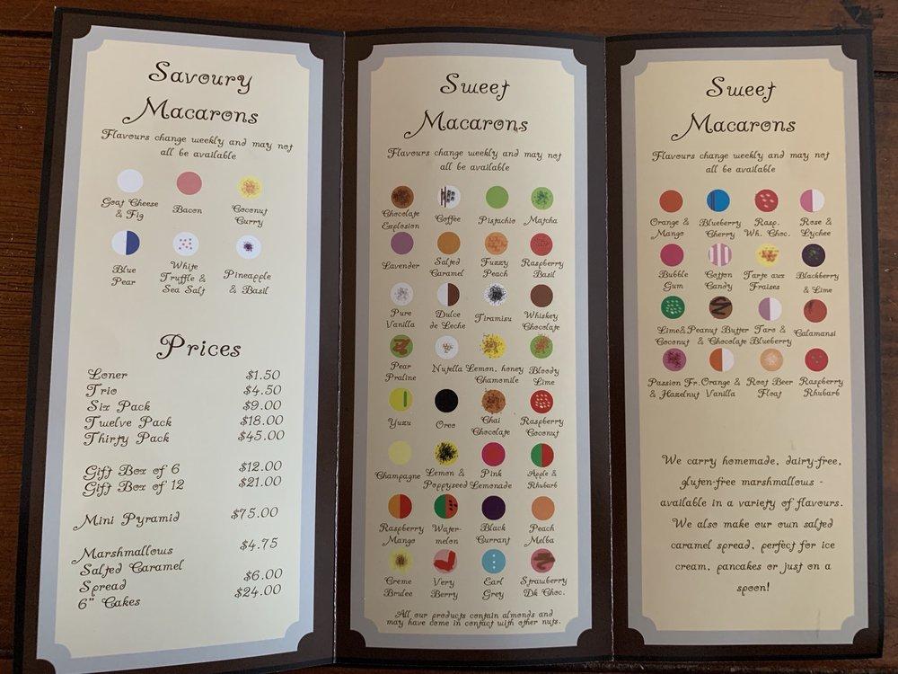 Menu at Bon Macaron Patisserie - Workshops desserts, Vancouver
