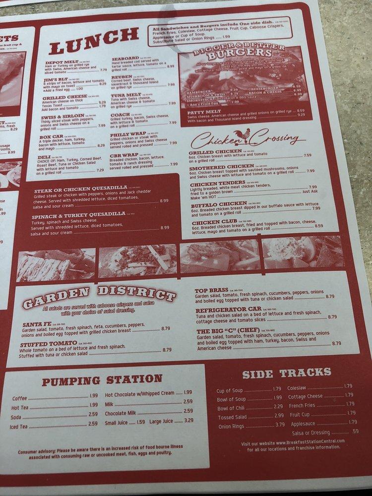 Menu at Breakfast Station restaurant, Spring Hill, Northcliffe Blvd