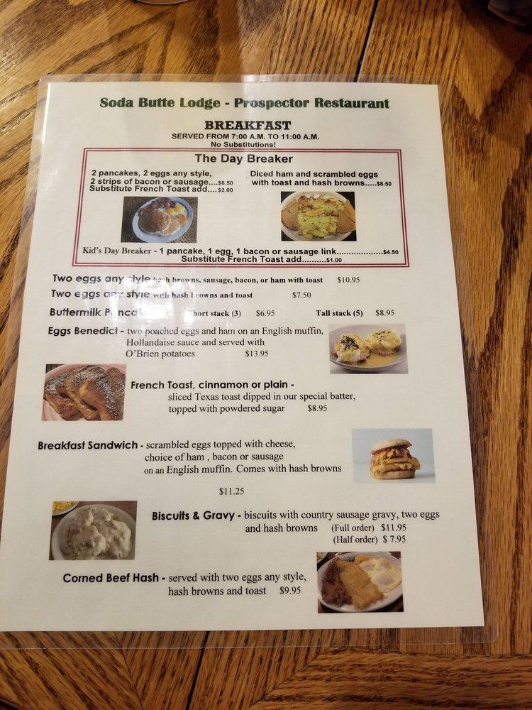 Carta de Prospector Restaurant, Cooke City-Silver Gate, 210 Main Street ...