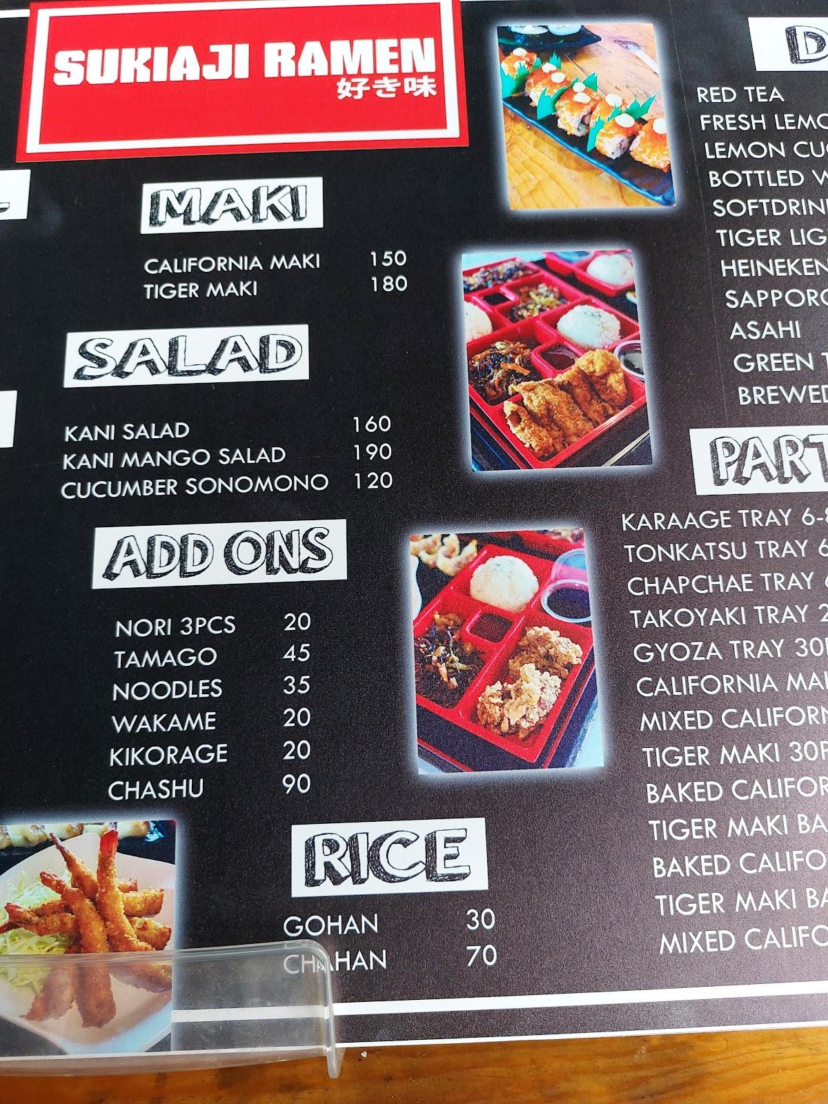 Menu at Sukiaji Ramen - Calamba restaurant, Calamba
