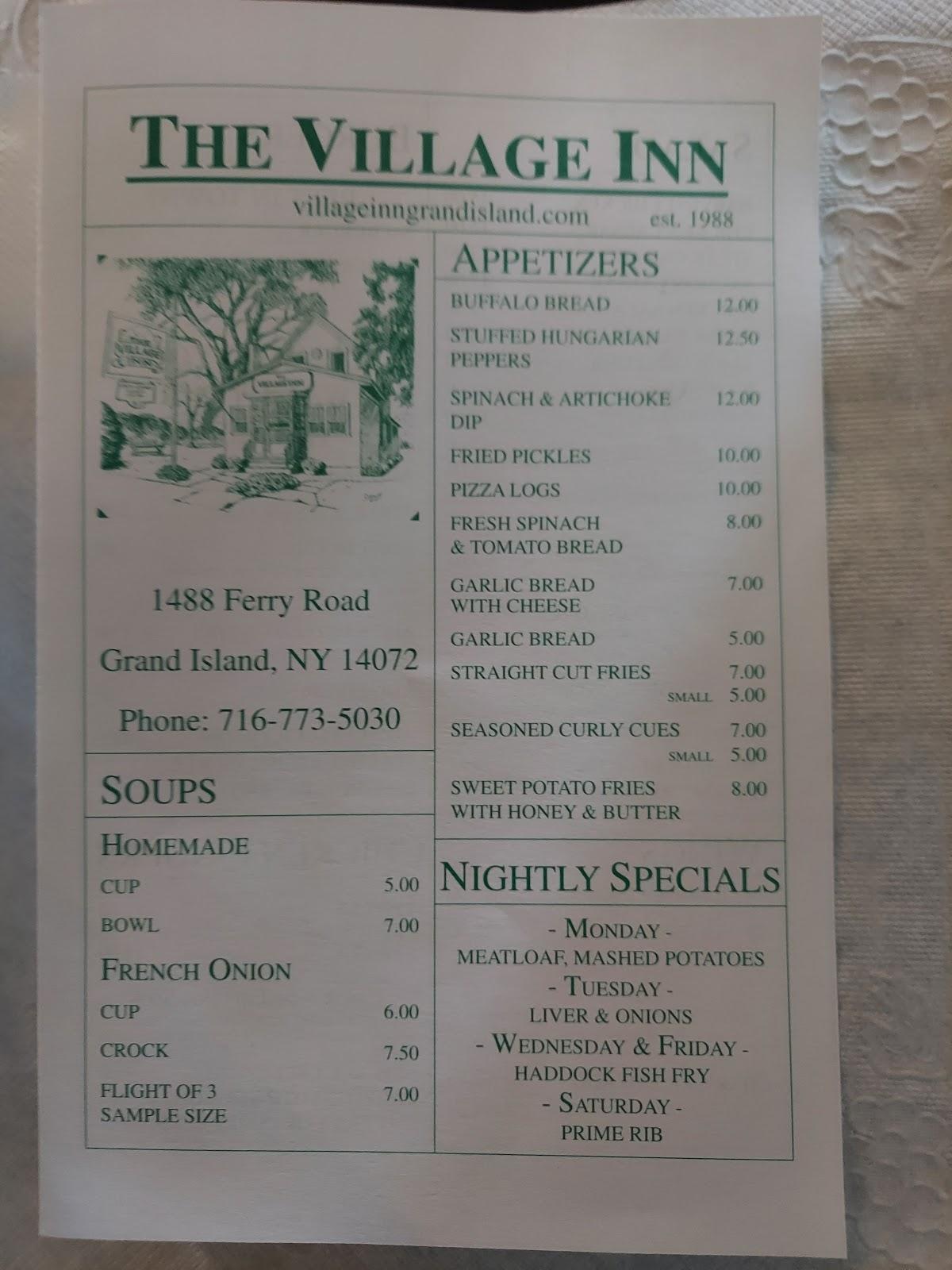 Menu at The Village Inn restaurant, Grand Island