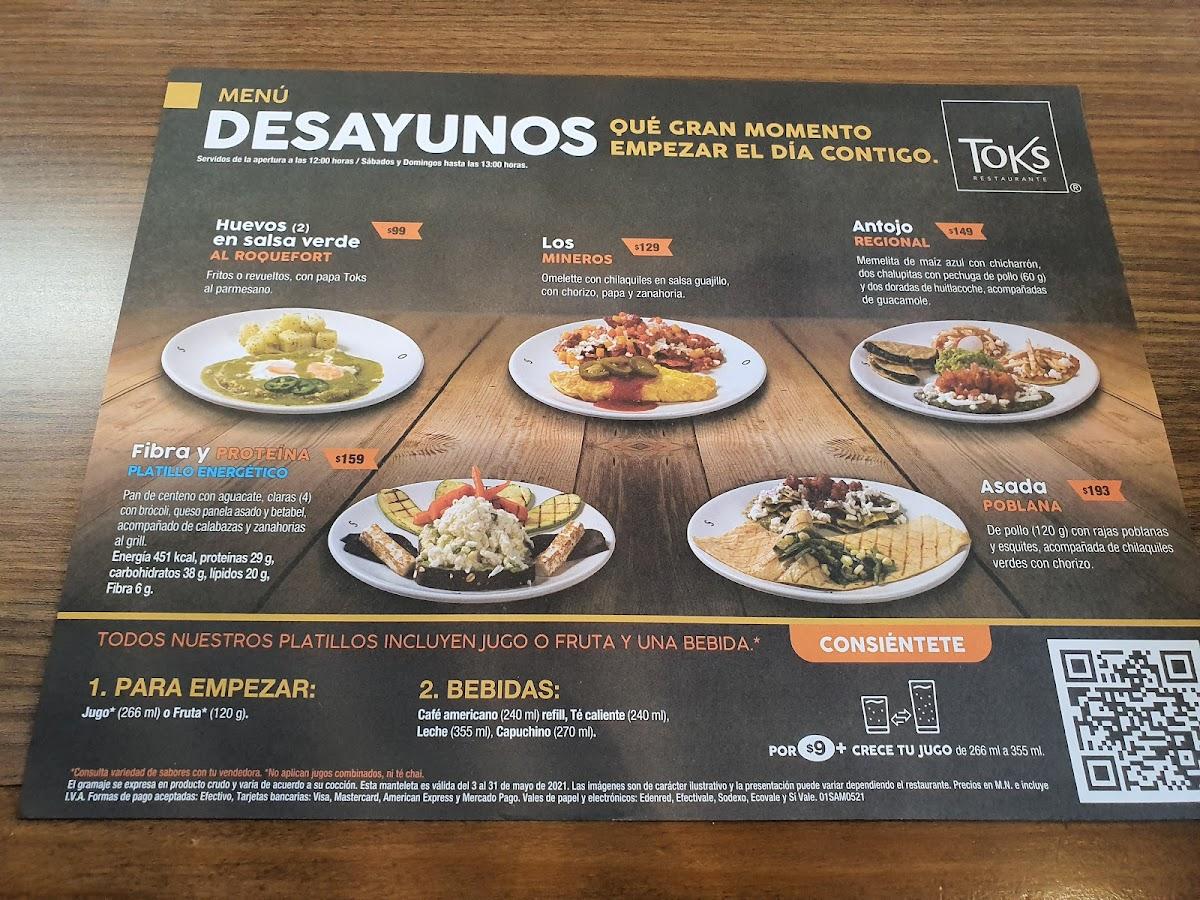 Carta del restaurante Toks Interlomas, Naucalpan del Juárez