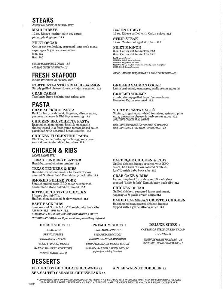 Menu at JB Dawson's Restaurant & Bar, Langhorne