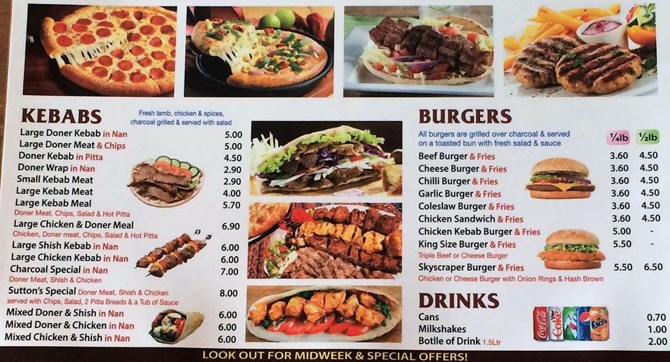 Menu at Suttons Pizza & Kebab House fast food, St Helens