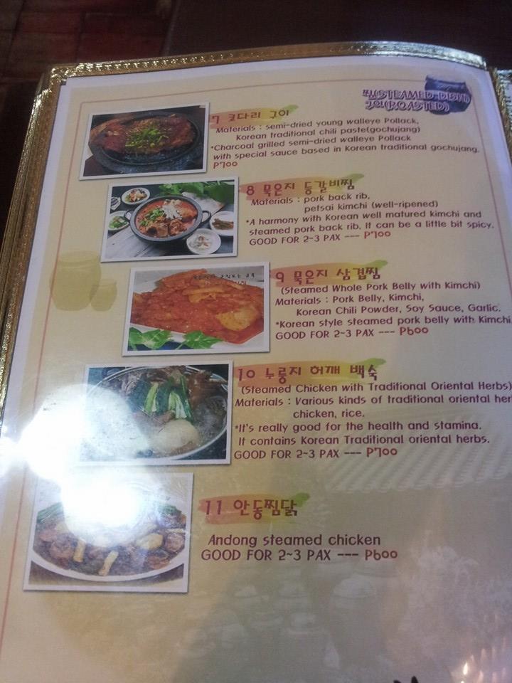 Menu at Woorijib korean restaurant, Lapu-Lapu City