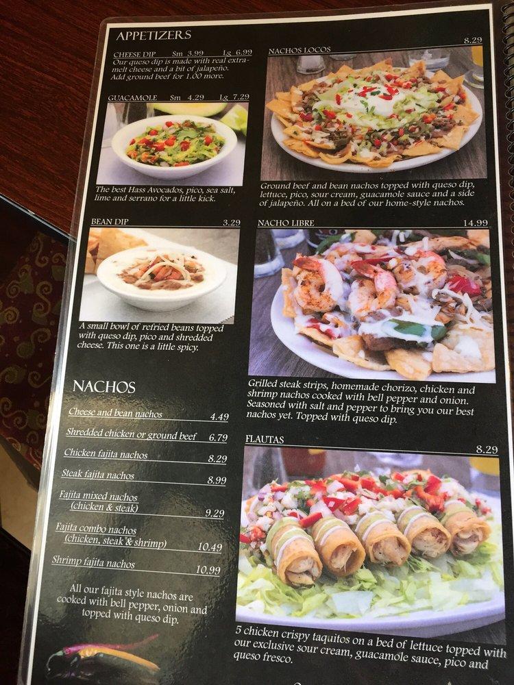 Menu at El Alamo Mexican Grill restaurant, Little Rock