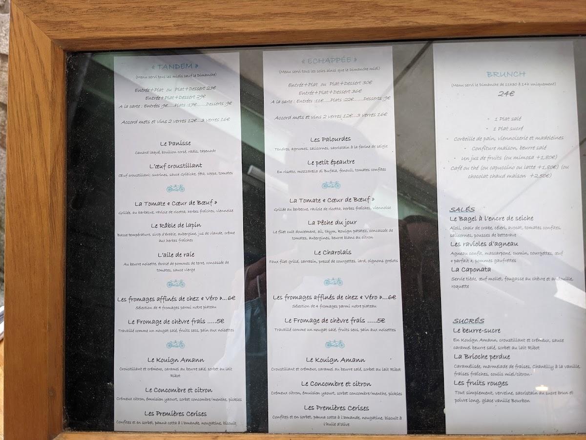 Carta del restaurante Le Tandem, Vannes