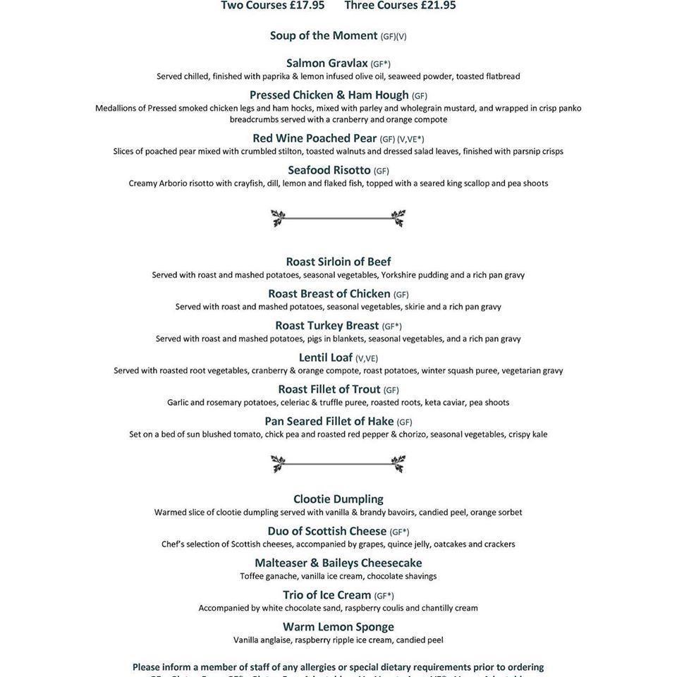 Menu at Sun Dancer, Bar and Restaurant, Nairn