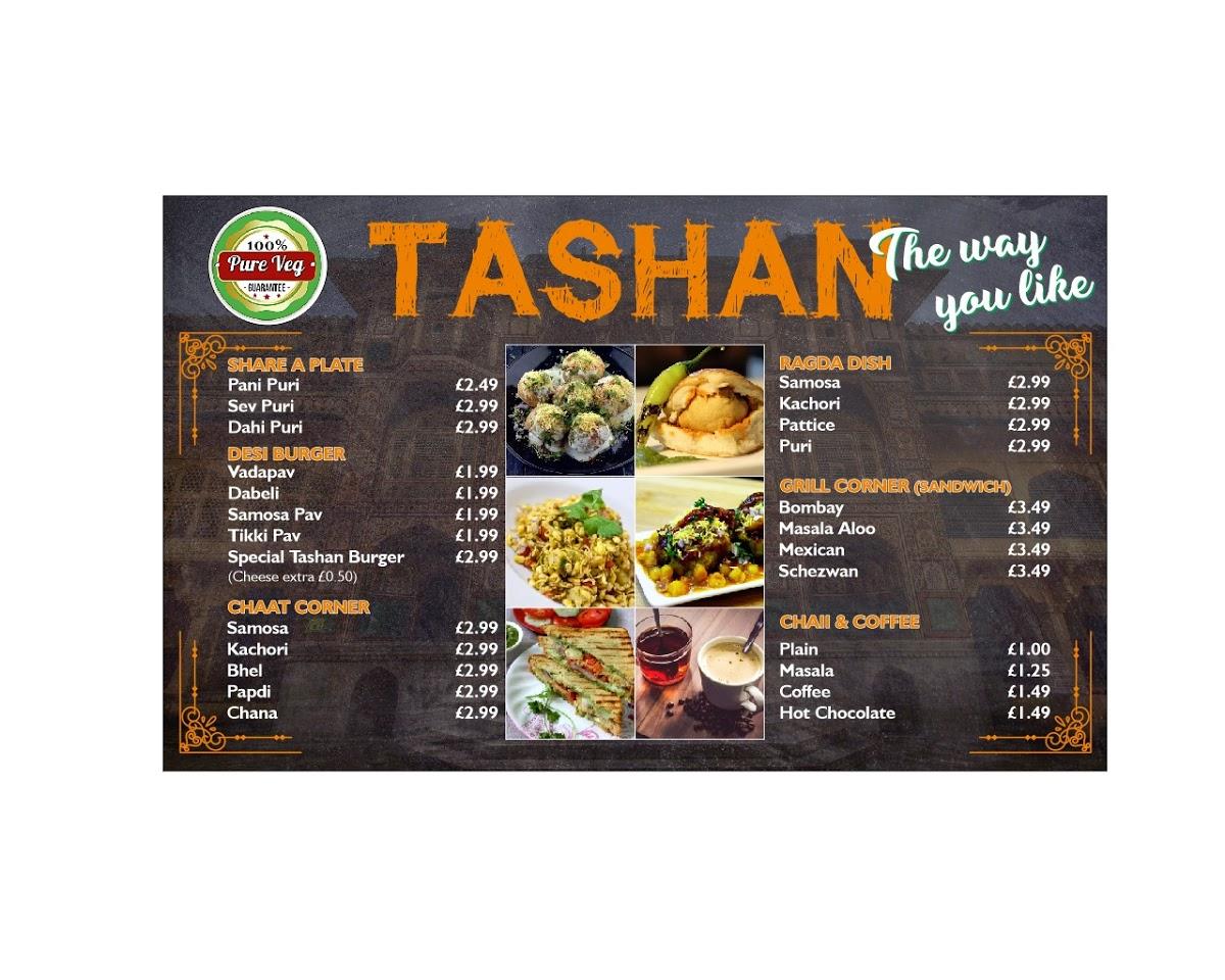 Menu at Tashan Indian Street Food, London