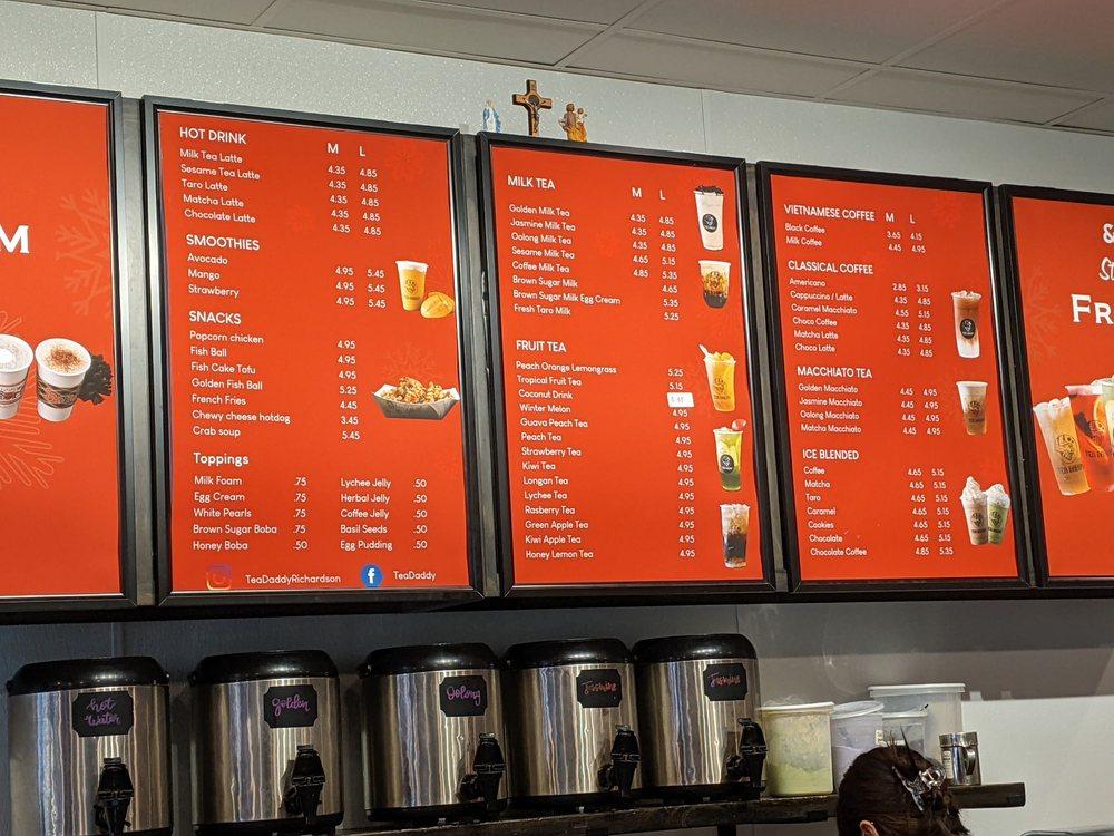 Menu at Tea Daddy restaurant, Richardson