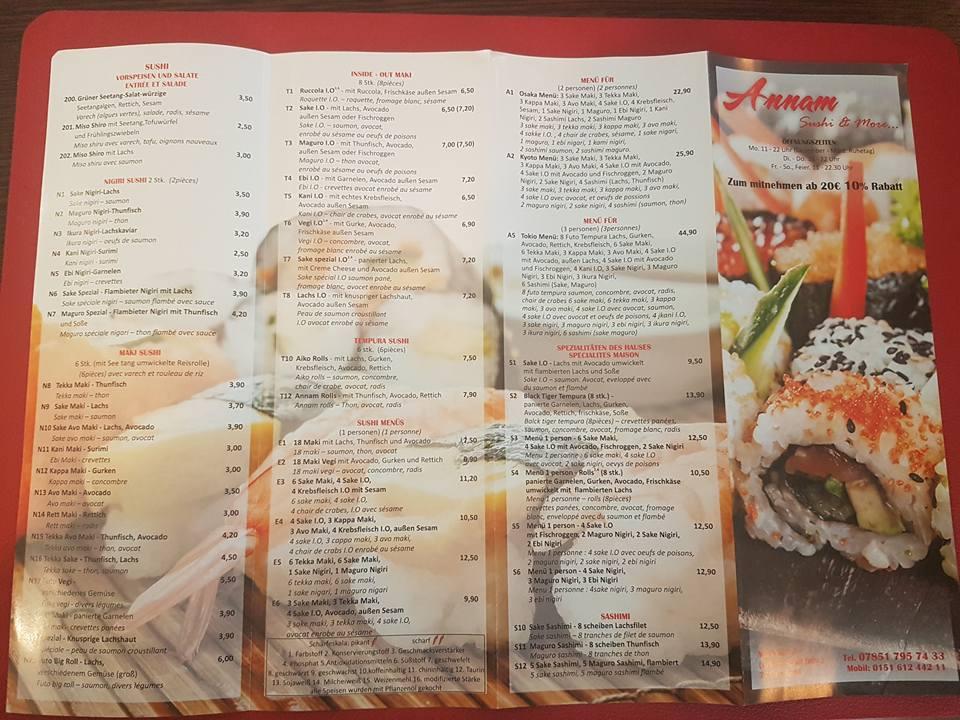 Menu at Annam Sushi & More restaurant, Kehl