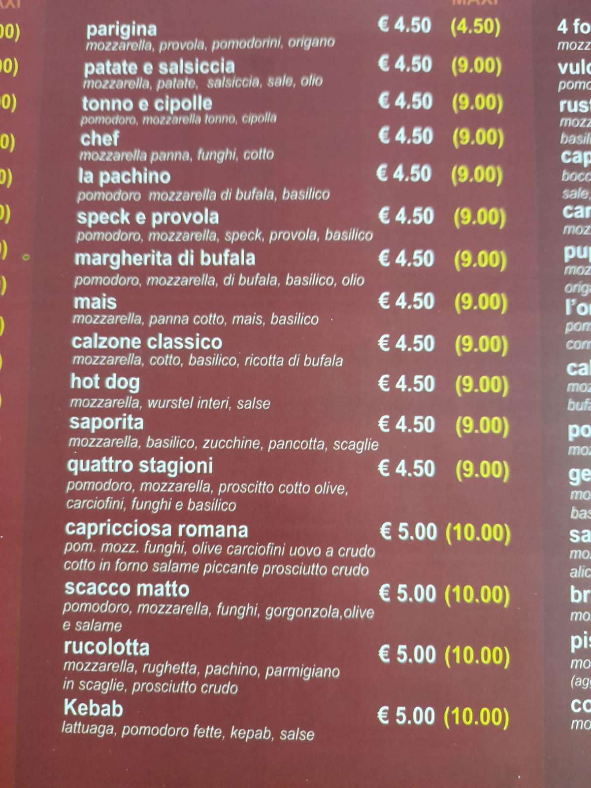 Menu at Poldo restaurant, Eboli