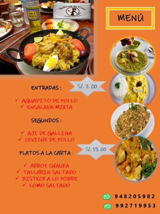 Menu at Sabores de Casa restaurant, Huacho
