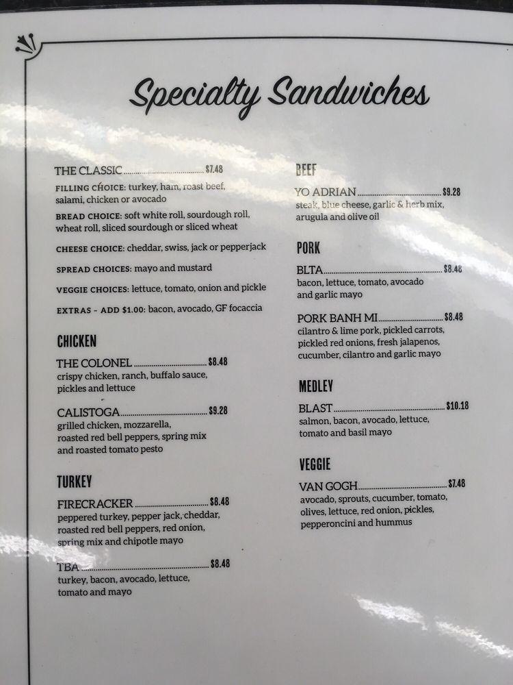 Menu at Fork Lift cafe, Cameron Park