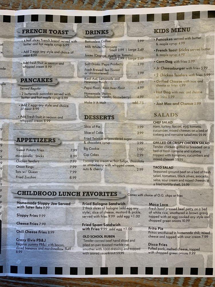 Menu at Old School Grub/ OSG Cafe, Mesa, E Main St