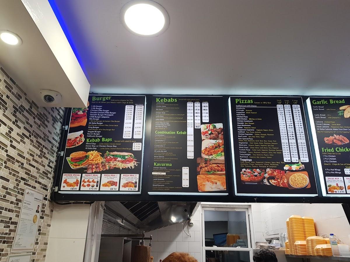 Menu at Ali Baba Kebab fast food, Penzance