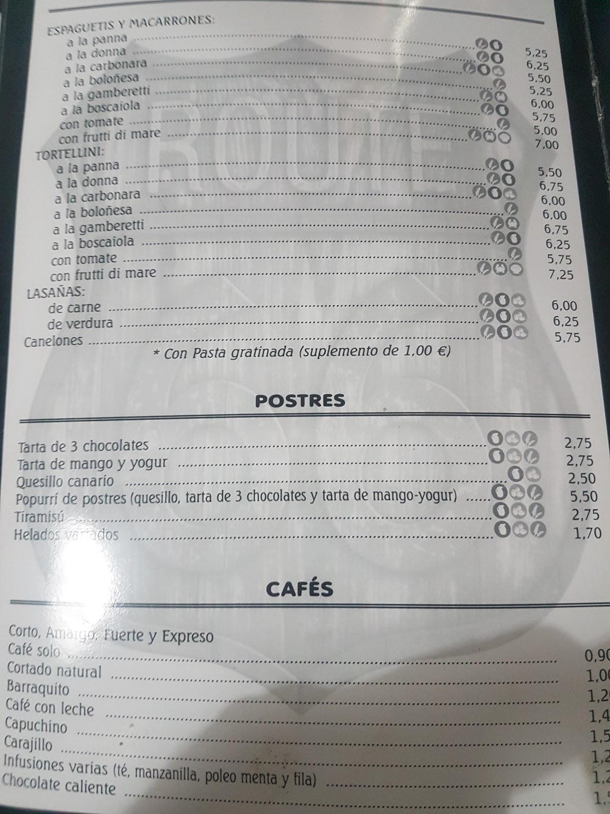 Menu at El Fogal Pizzería Restaurante, Los Realejos