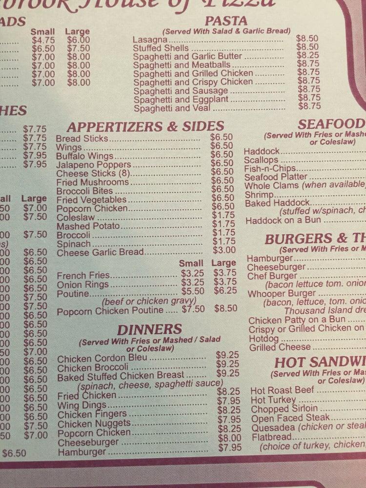 Menu at House of Pizza pizzeria, Colebrook