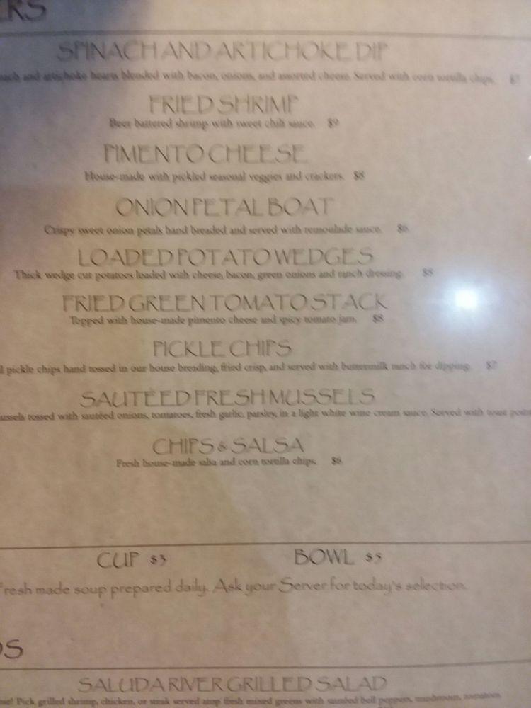 Menu at Saluda River Grill pub & bar, Piedmont