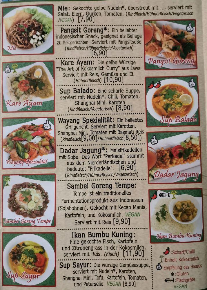 Speisekarte von Wayang Indonesische Spezialitäten restaurant, Frankfurt ...