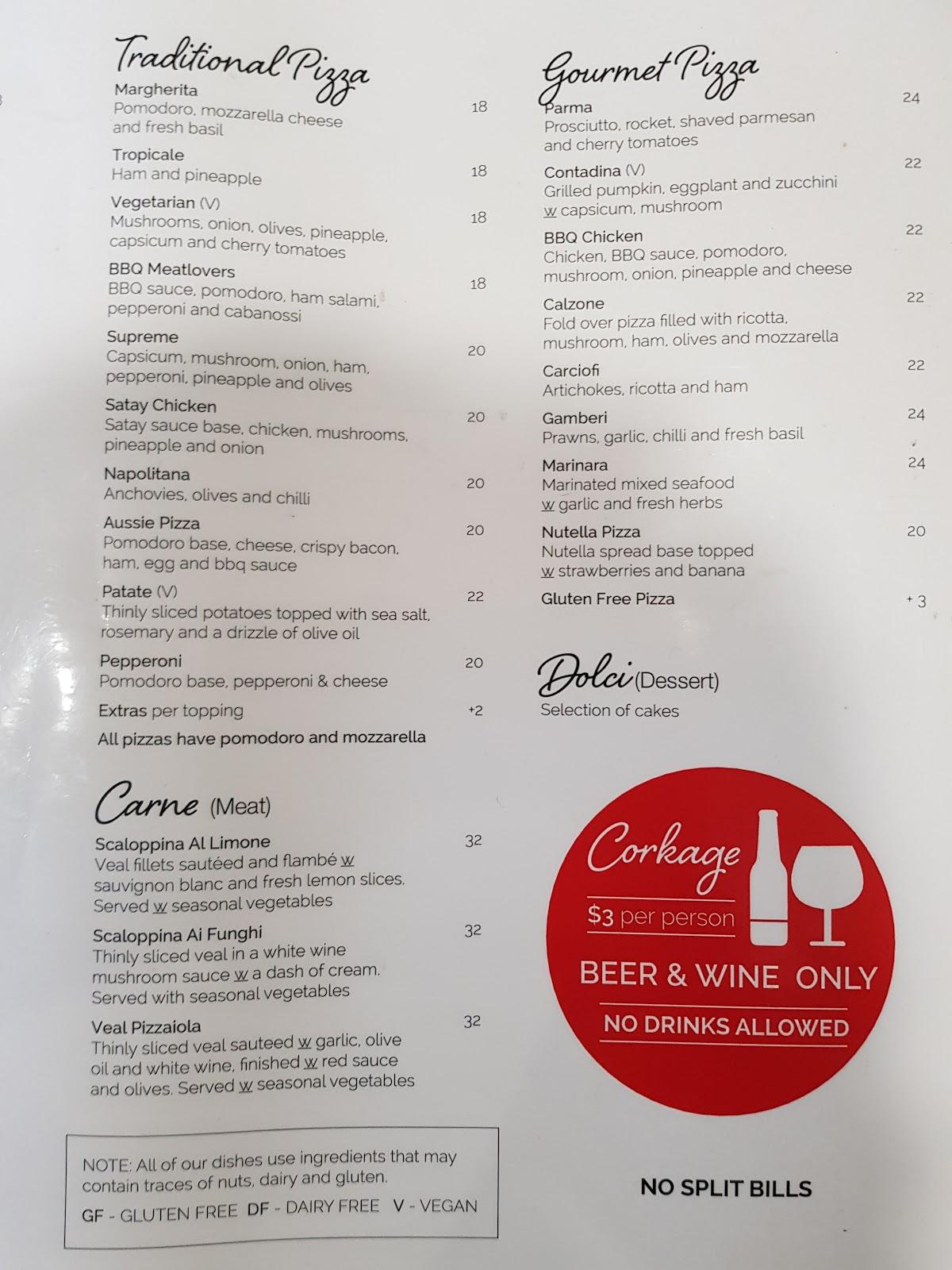 Menu at Cafe Aglio & Olio, Forbes, 36 Parkes Rd