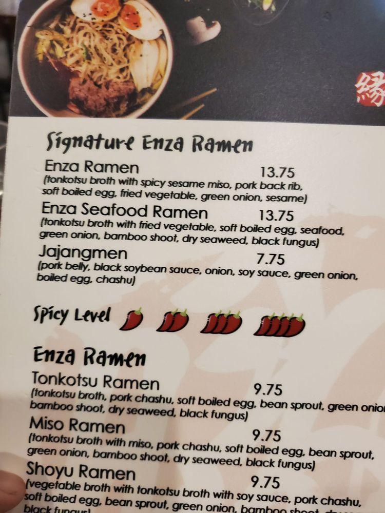 Menu at Enza Ramen restaurant, Henderson
