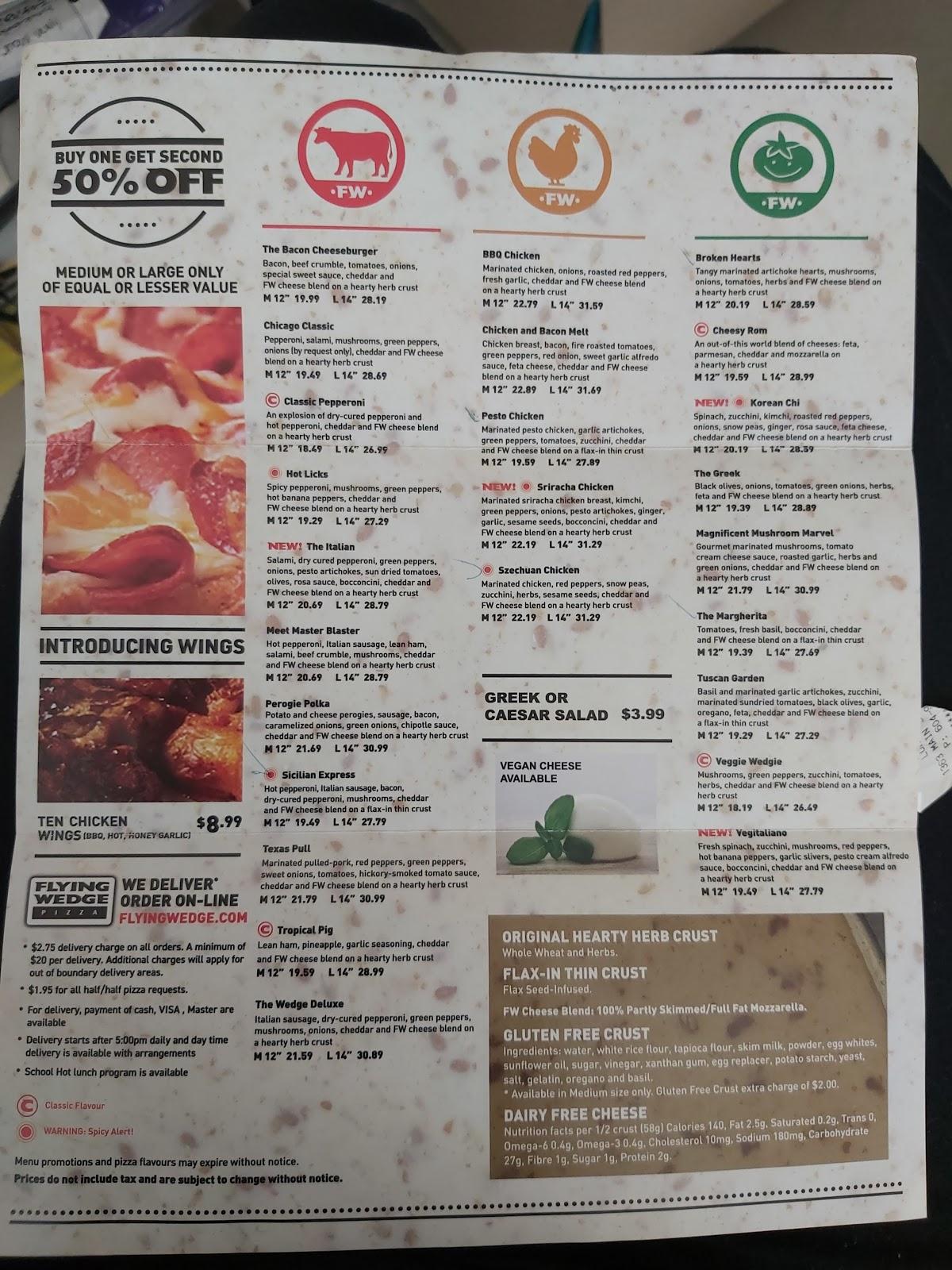 Menu at Flying Wedge -Park and Tilford pizzeria, North Vancouver, 333 ...