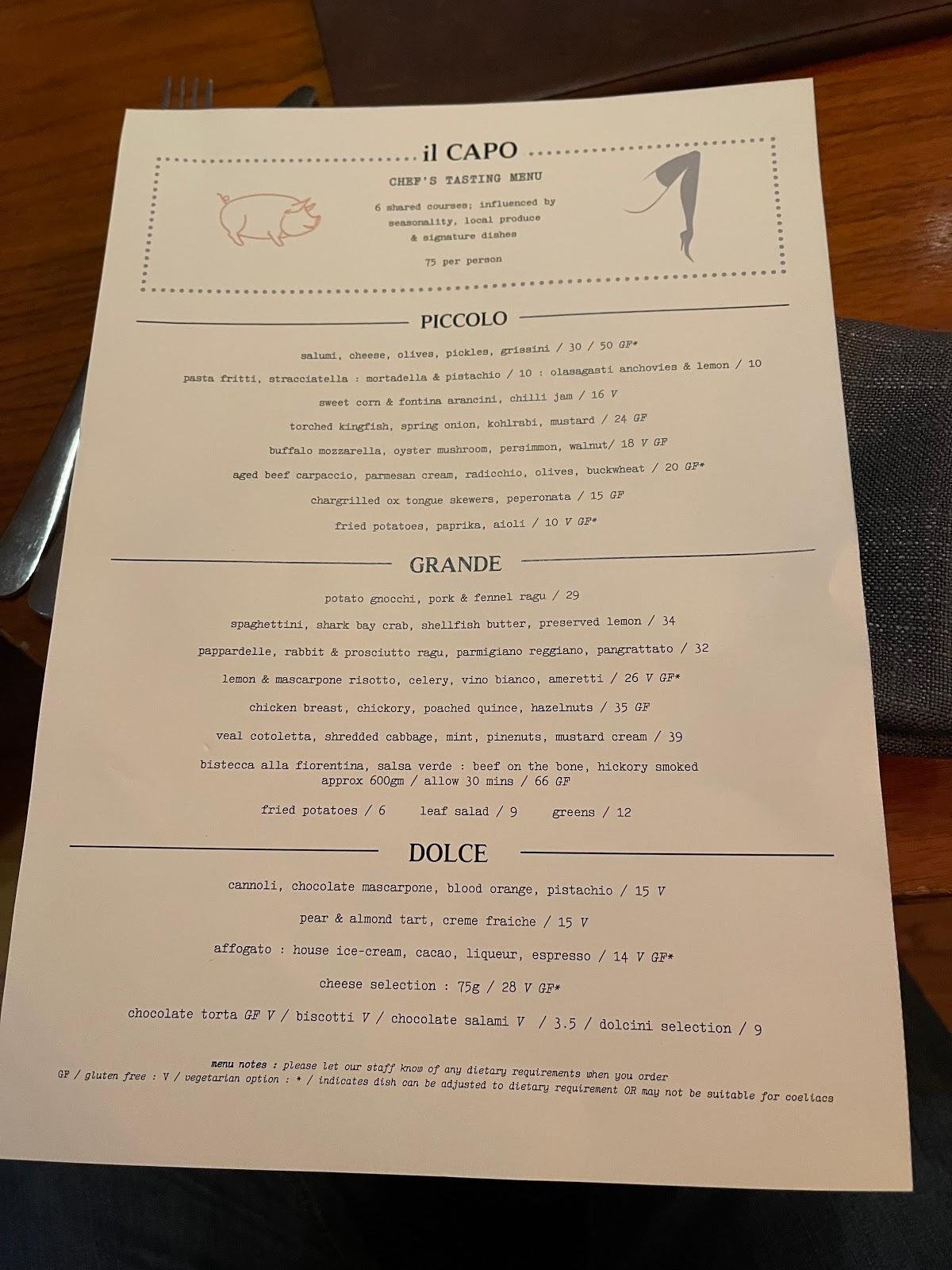 Menu at Lalla Rookh pub & bar, Perth