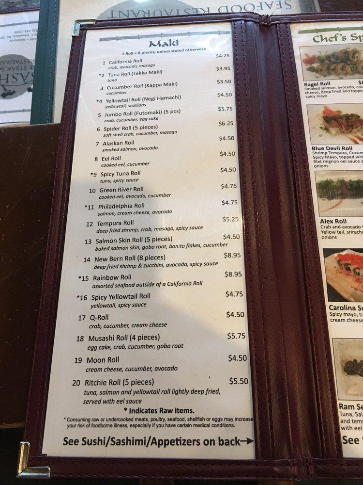Menu at Musashi Japanese Steak House restaurant, Havelock