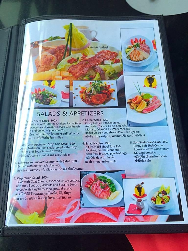 Menu at La Ferme restaurant, Pattaya City