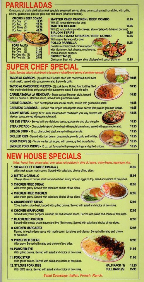 Menu at Las Flores Mexican Restaurant, Wallis