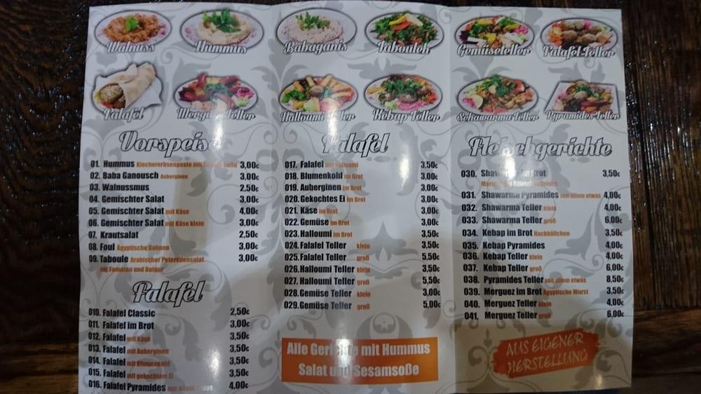 Menu at Pyramides restaurant, Hamburg