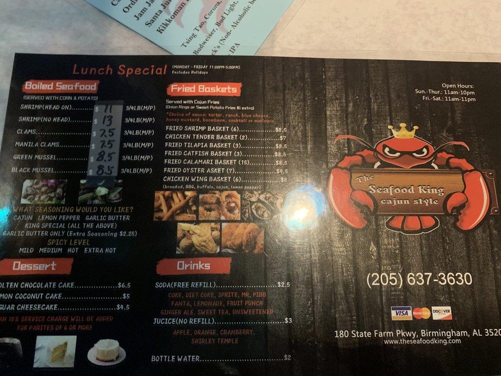 Menu at The Seafood King restaurant, Homewood, 180 State Farm Pkwy