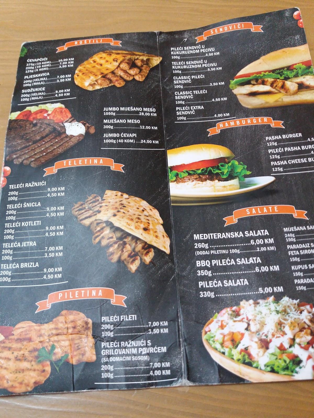 Menu at Ćevabdžinica Mrkva Dobrinja restaurant, Sarajevo, Bulevar ...