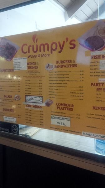 Menu at Crumpy's Wings & More restaurant, Memphis, Millbranch Rd