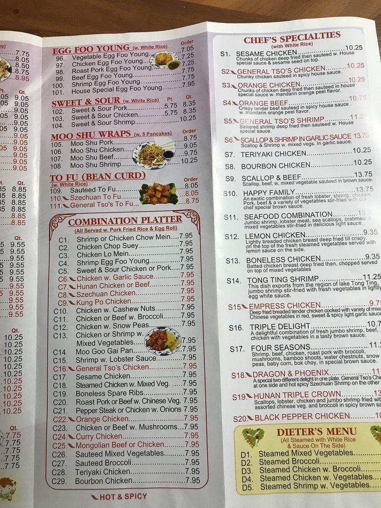 Menu at Happy Dragon restaurant, Pendleton