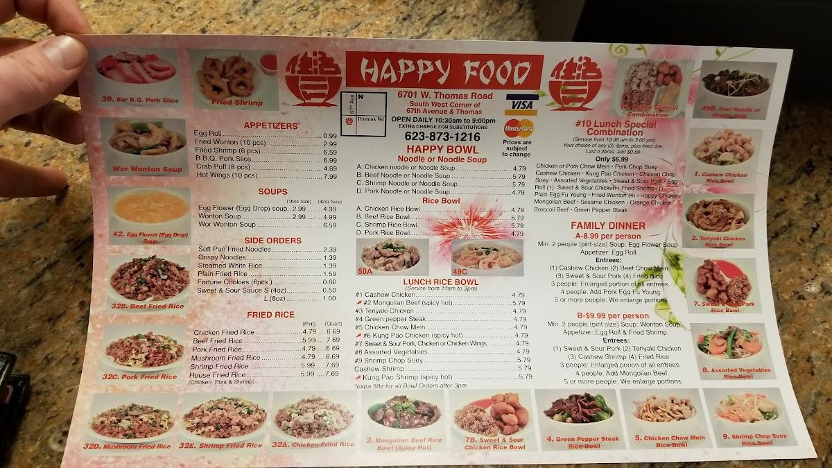 Menu at Happy Food restaurant, Phoenix, W Thomas Rd
