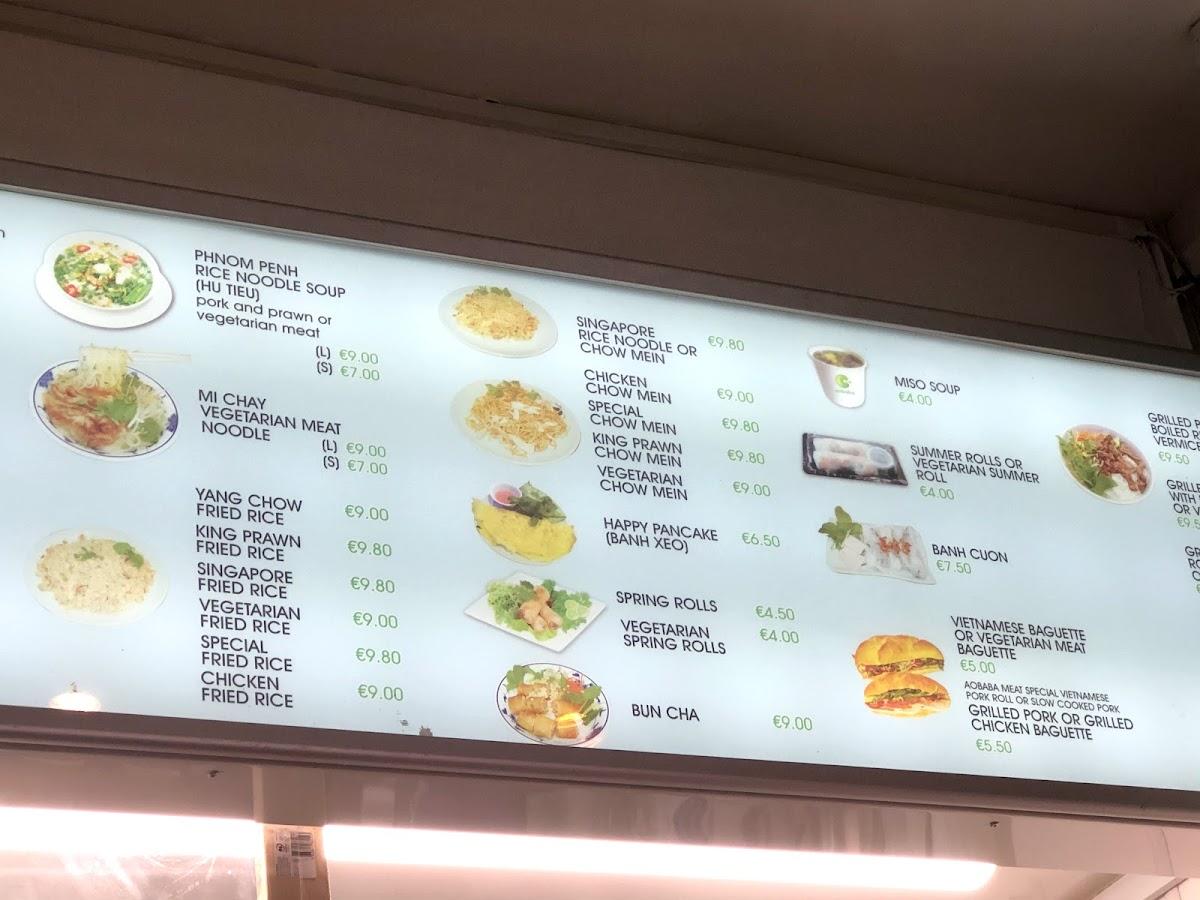Menu at Aobaba restaurant, Dublin
