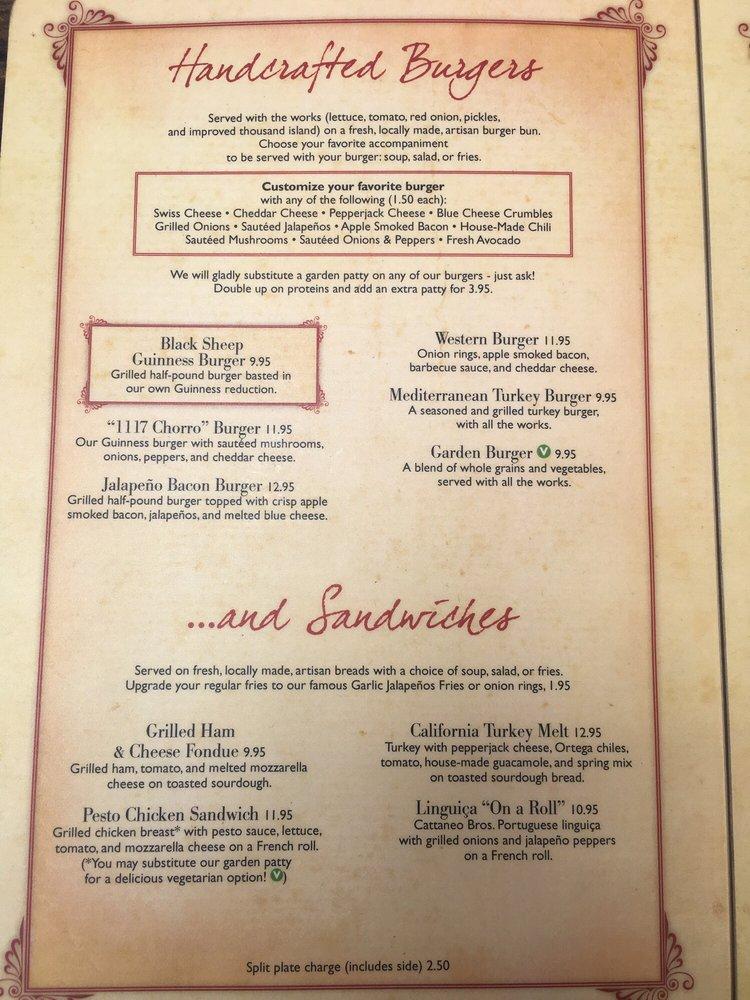 Menu at Black Sheep Bar & Grill, San Luis Obispo