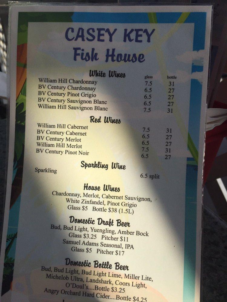 Menu at Casey Key Fish House pub & bar, Osprey