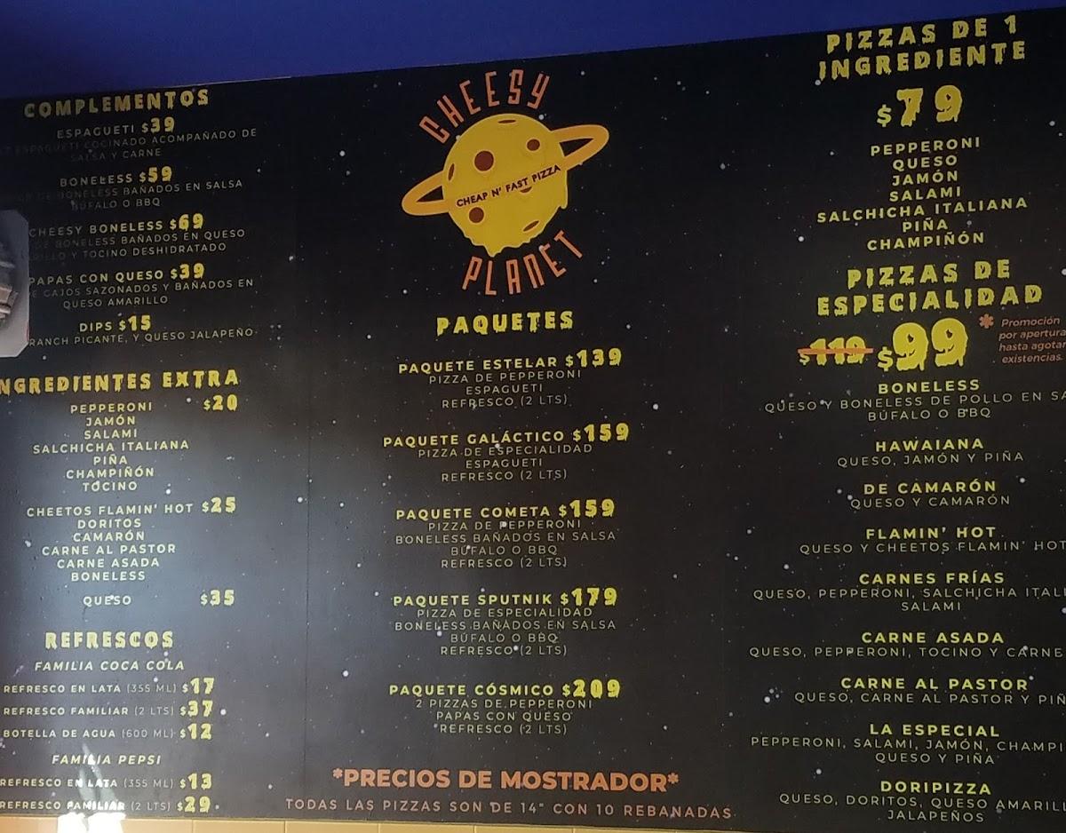 Menu at Cheesy Planet restaurant, Chihuahua, Chihuahua - Ojinaga 3006