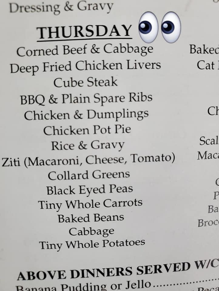 Menu at Gene's Restaurant, Chester